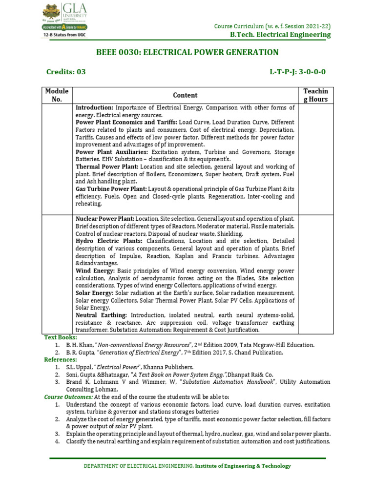 Electrical Power Generation | PDF