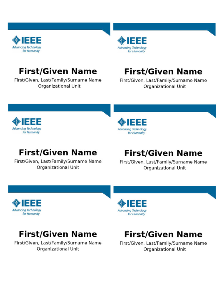 Ieee Name Badge Avery 5392 Template Blue | PDF