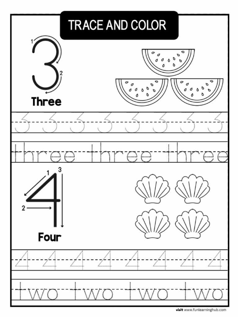 Number Tracing 3 and 4 | PDF