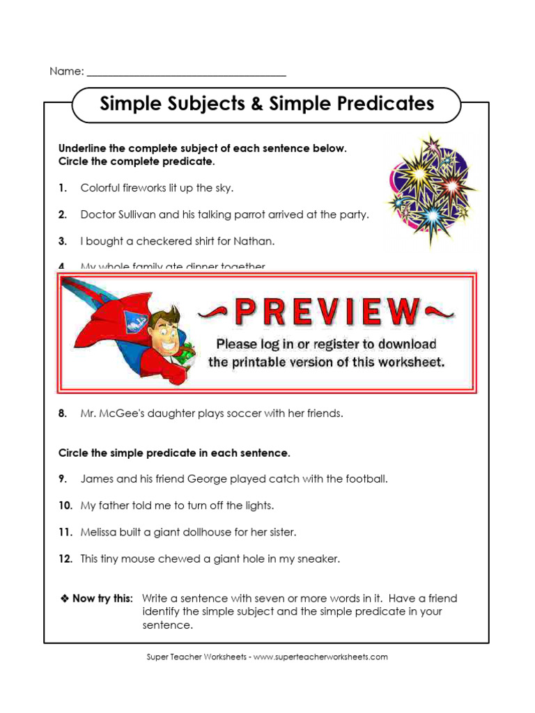 Simple Subject Predicate | PDF