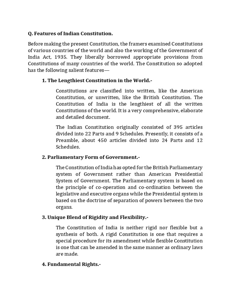 Features of Constitution | PDF