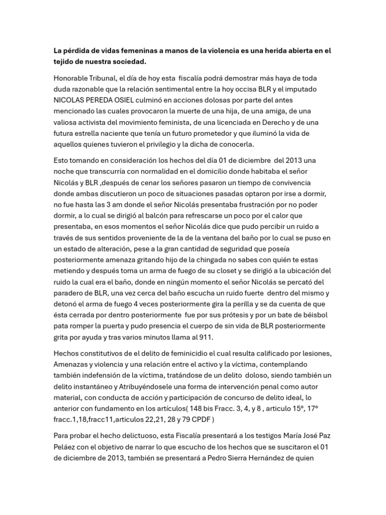 Juicio por Feminicidio: Caso Nicolás Pereda | PDF