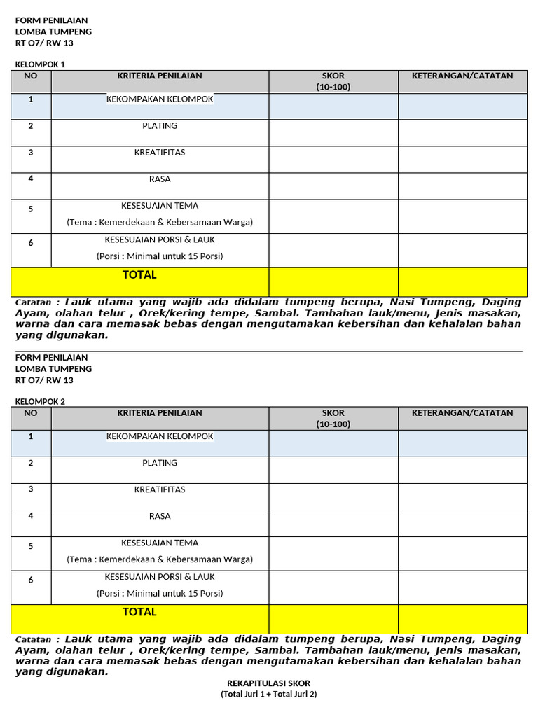 Form Penilaian | PDF