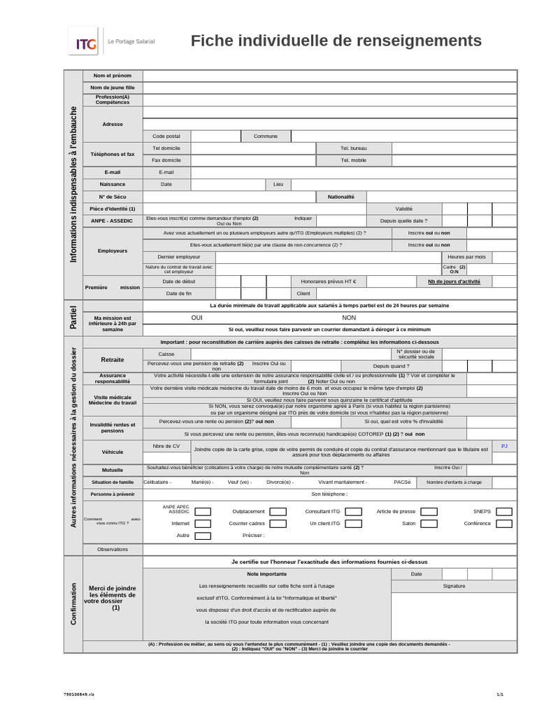 Fiche Individuelle | PDF