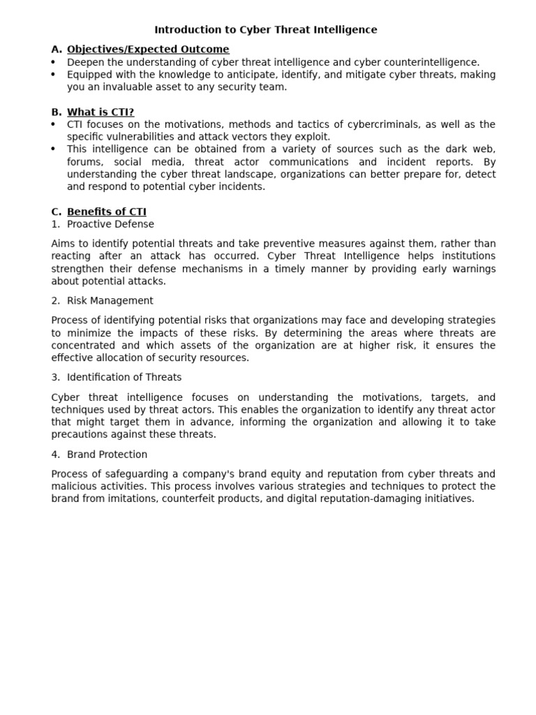 Introduction To Cyber Threat Intelligence | PDF