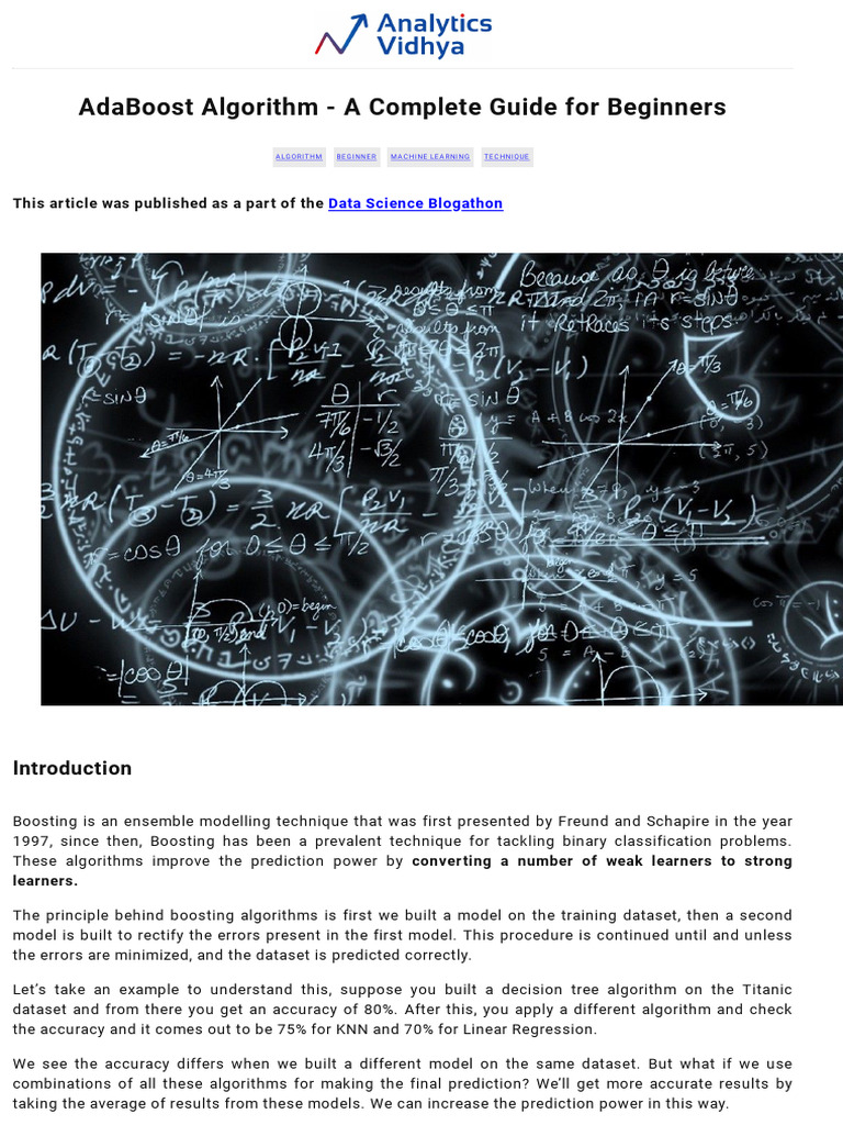 Adaboost Algorithm A Complete Guide For Beginners | PDF