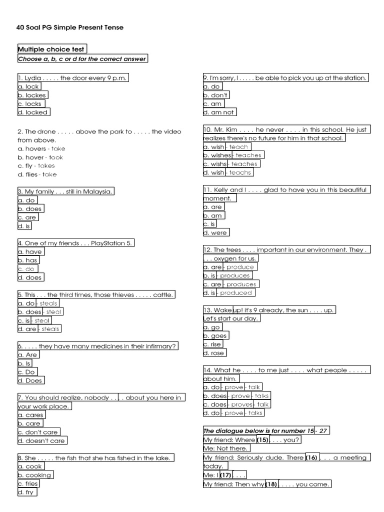 SOAL-SIMPLE PRESENT TENSE-2 | PDF