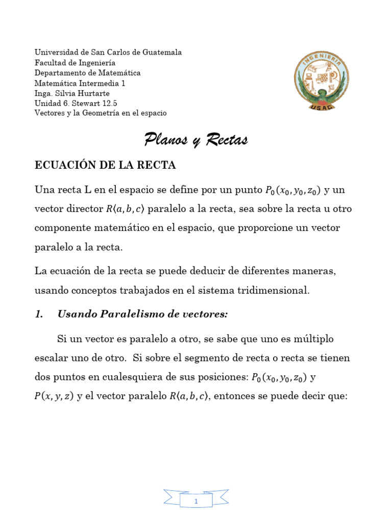 Clase5.U6.PlanosRectas | PDF
