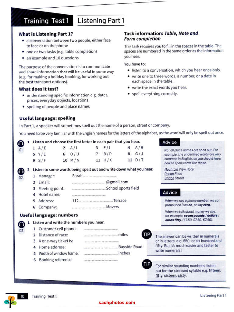 IELTS Trainer 2 Training Test 1 - Listening p.10-22 | PDF