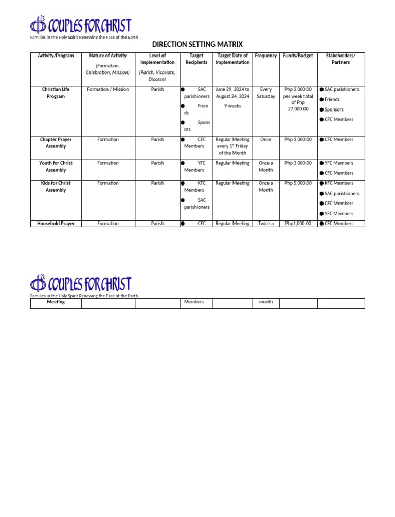DIRECTION-SETTING-MATRIX-CFC-2024 | PDF