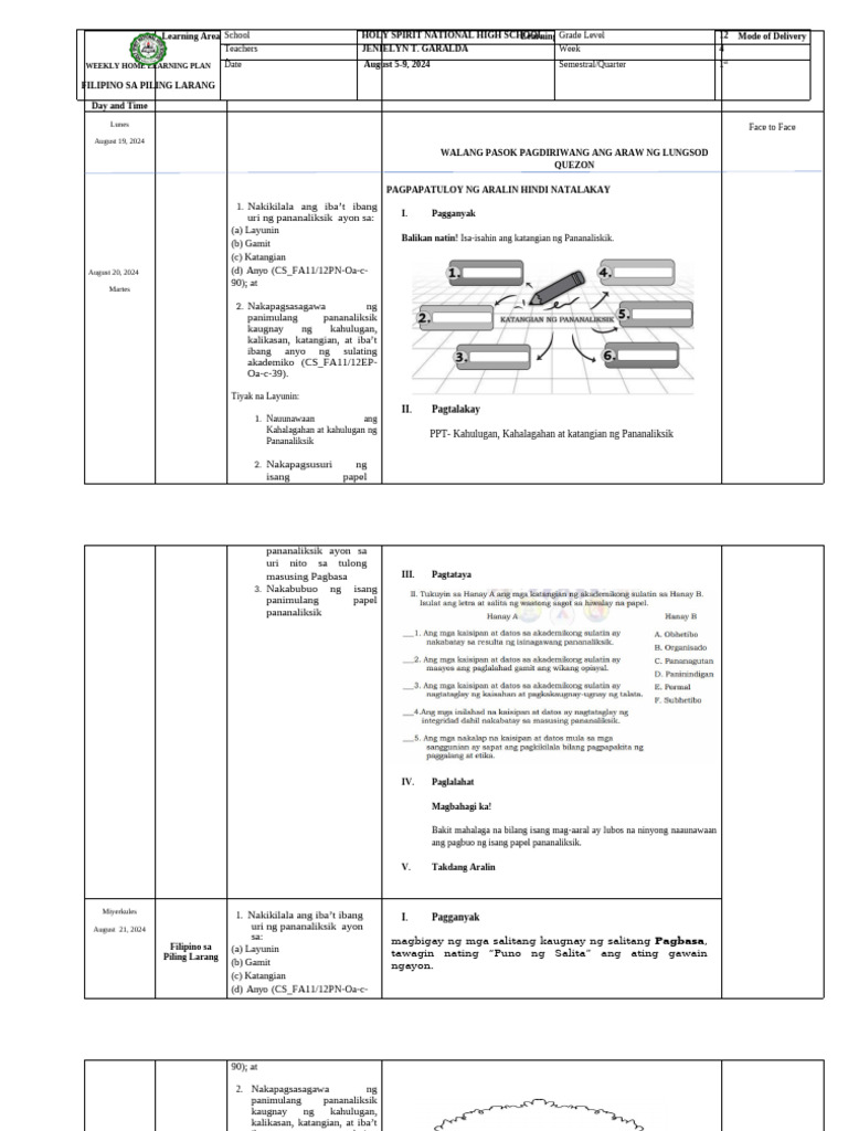 Piling Larang - WHLP - Week 4 | PDF