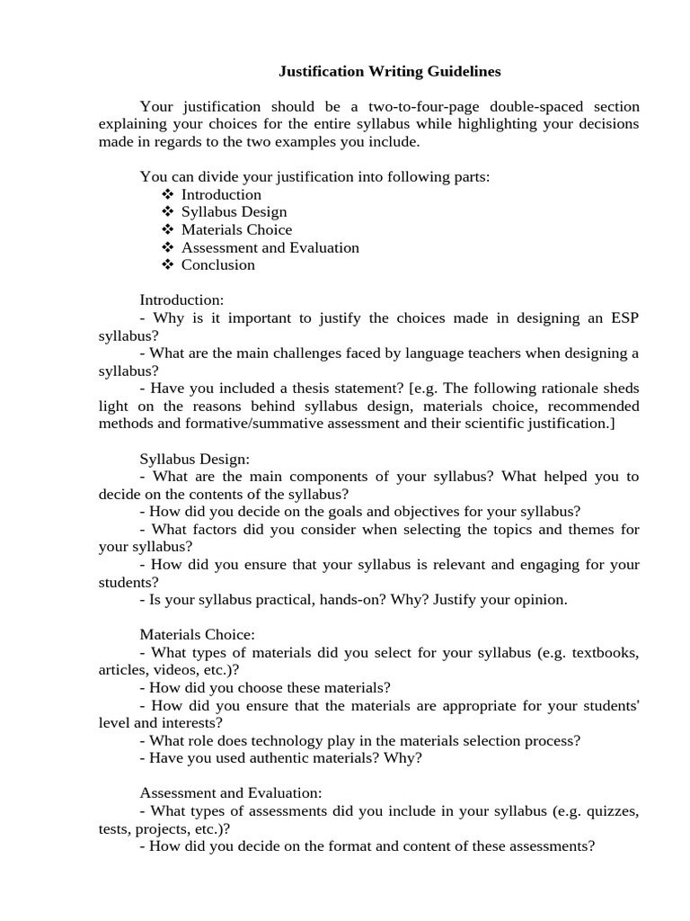 Justification Writing Guidelines | PDF