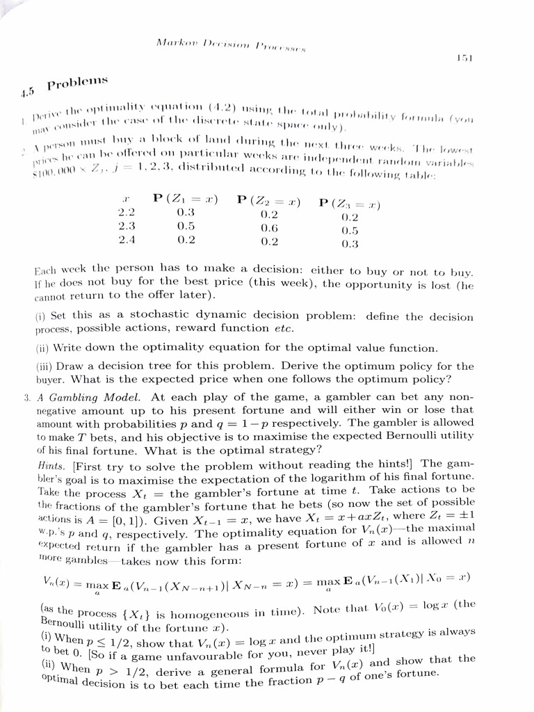 Markov Decision Process Assignment | PDF
