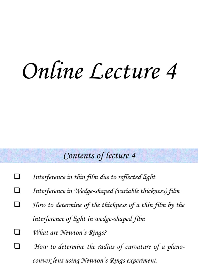 Lecture 4 Interference Pdf
