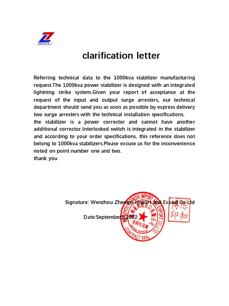 Clarification Letter | PDF