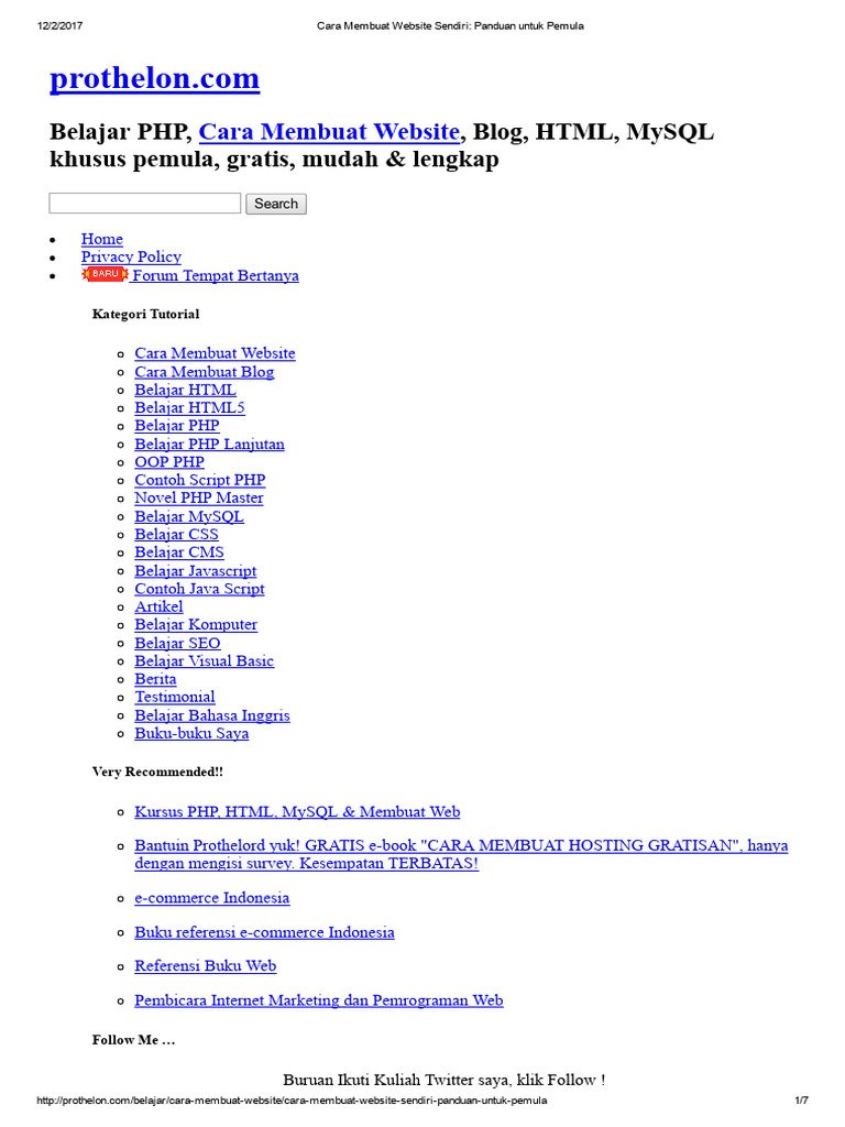 Cara Membuat Website Sendiri - Panduan Untuk Pemula | PDF