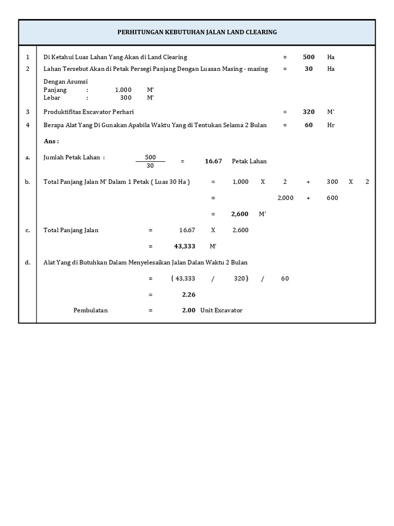 Perhitungan Alat Land Clearing | PDF