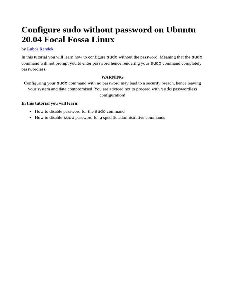 Configure sudo | PDF