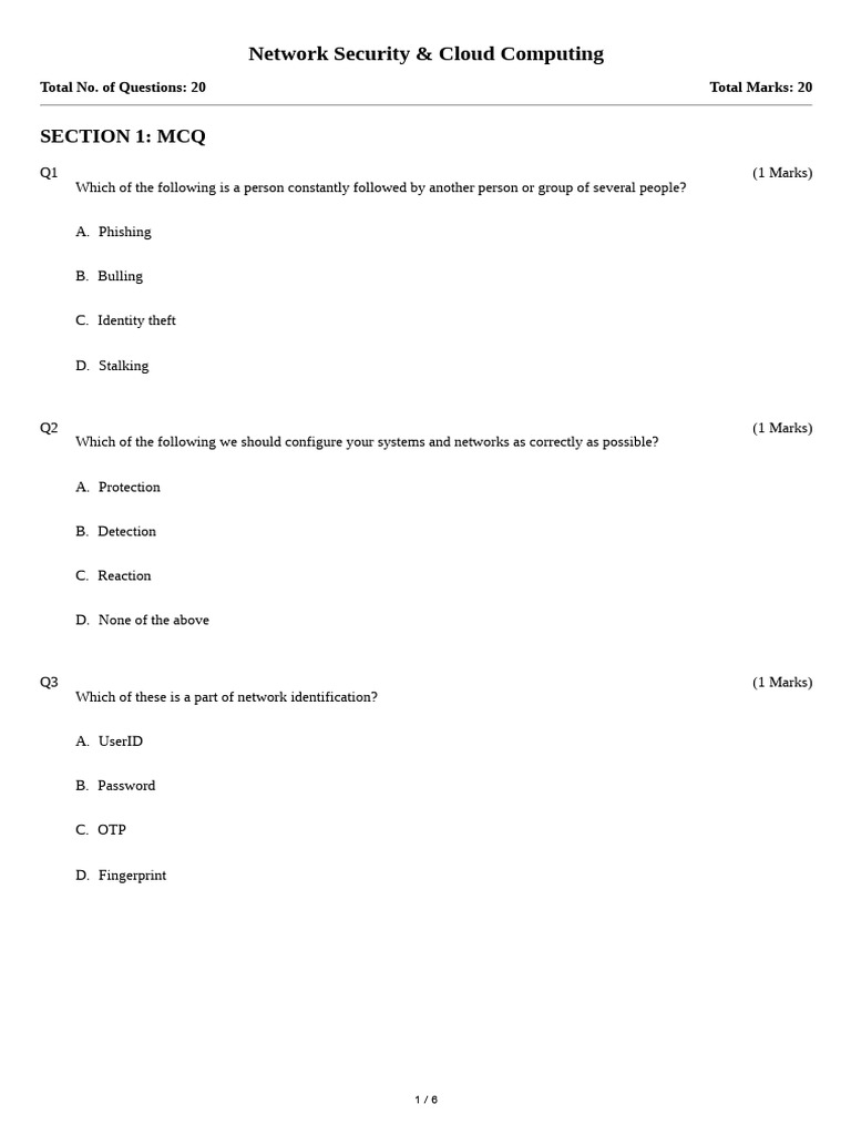 Network Security & Cloud Computing | PDF