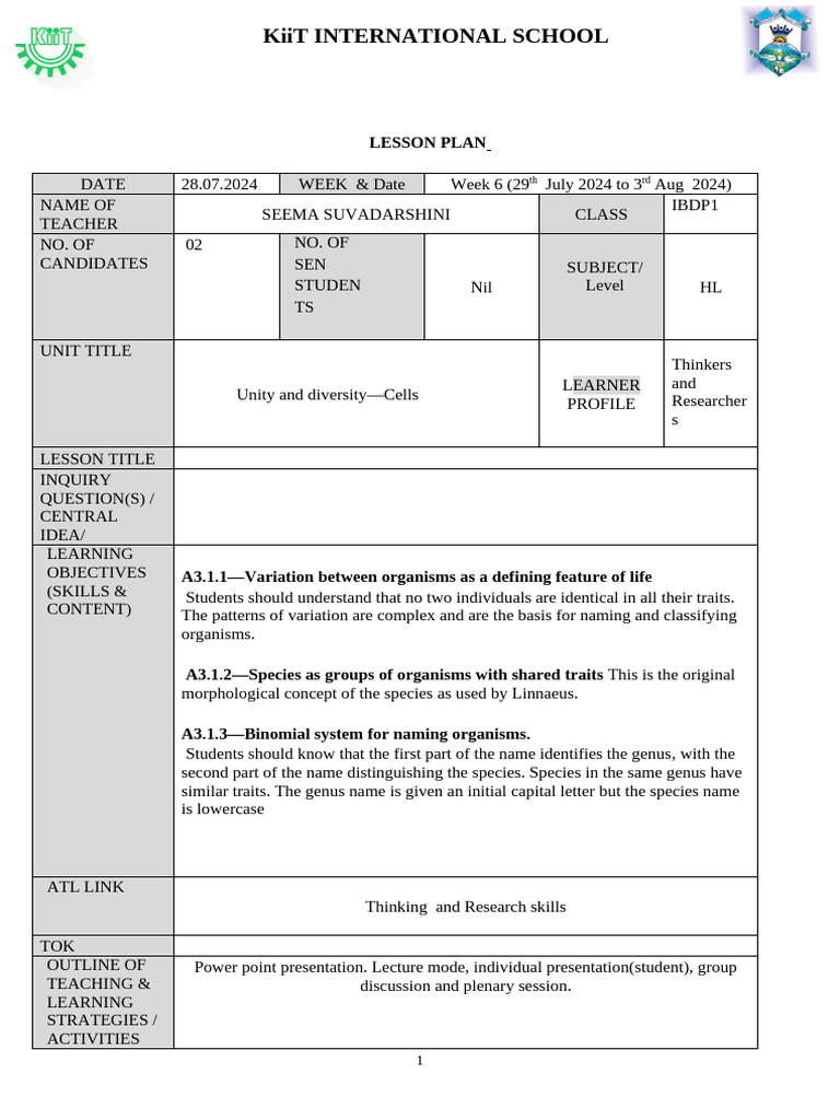 JULY WEEK 1 Lesson Plan | PDF