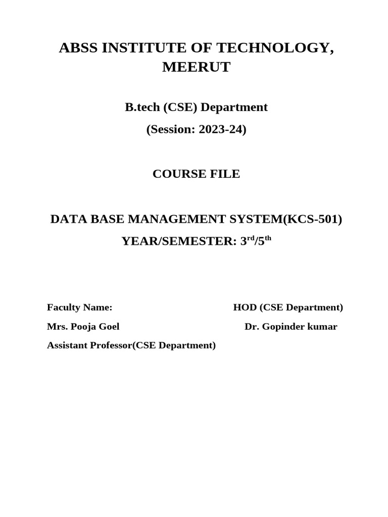 DBMS Course File | PDF