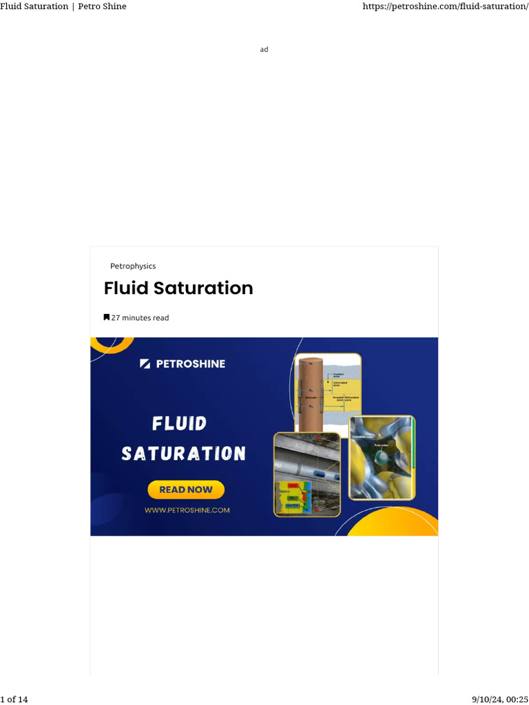 Fluid Saturation - Petro Shine | PDF
