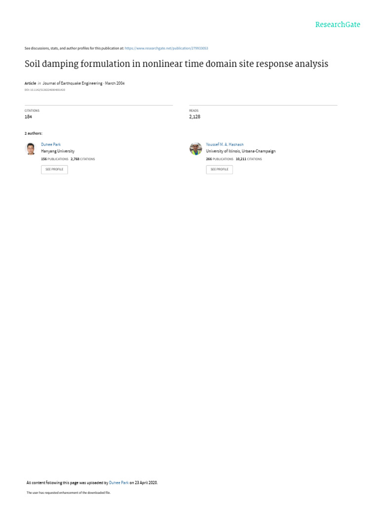 Soil Damping Formulation | PDF