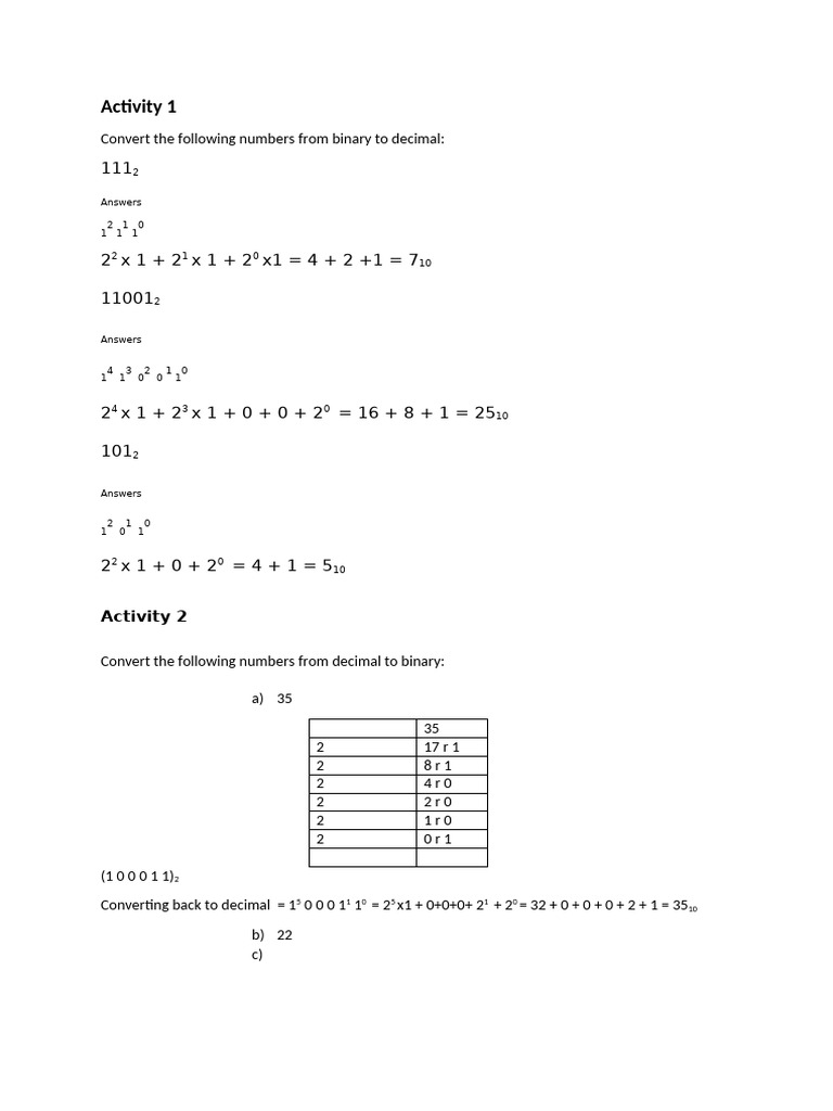 Binary Exercise | PDF