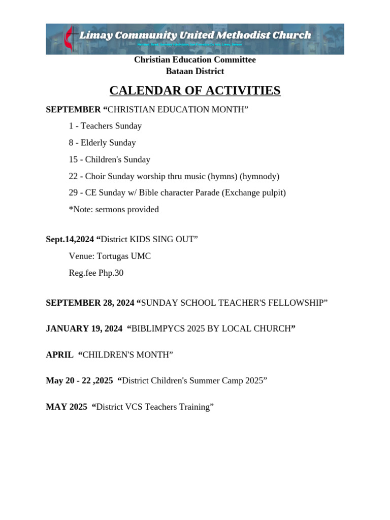 District CE Calendar 2024-2025 | PDF