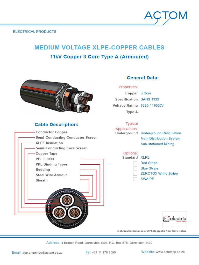 11kv 3 Core Type A Armoured, Xlpe Copper | PDF