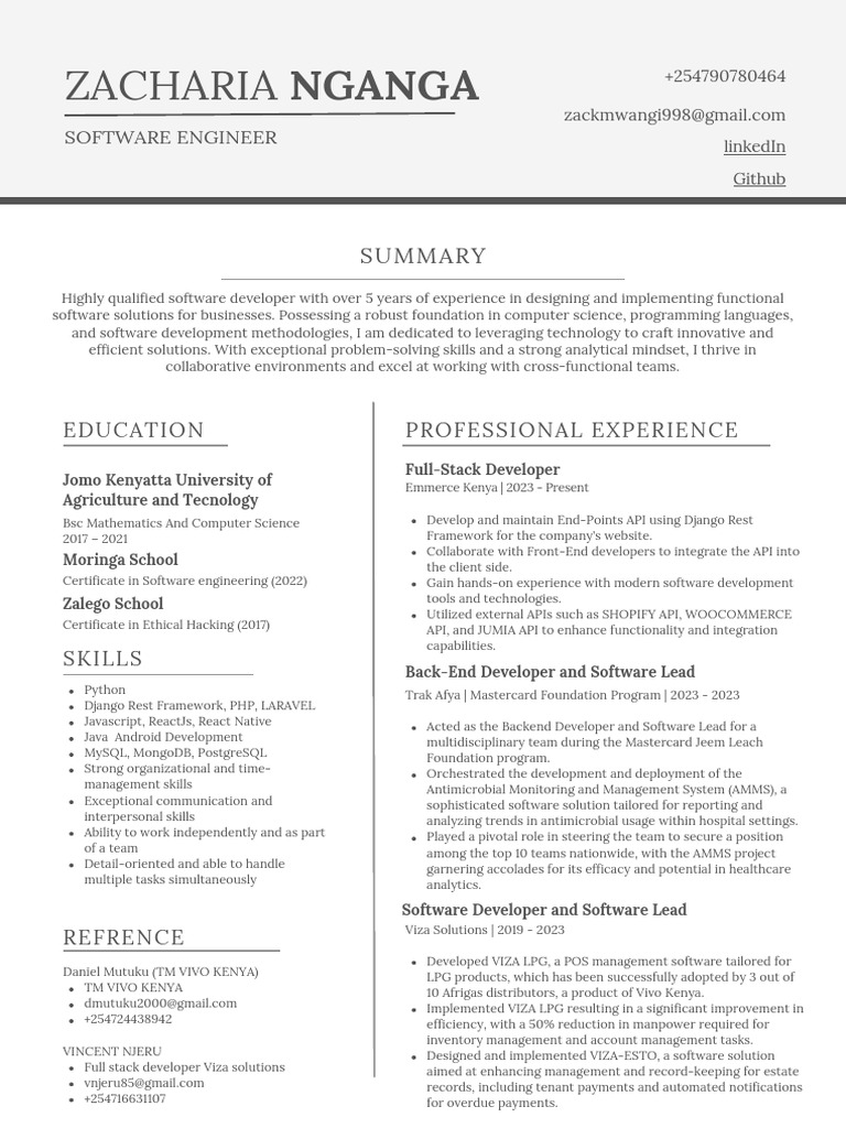 Zaccharia Nganga CV | PDF