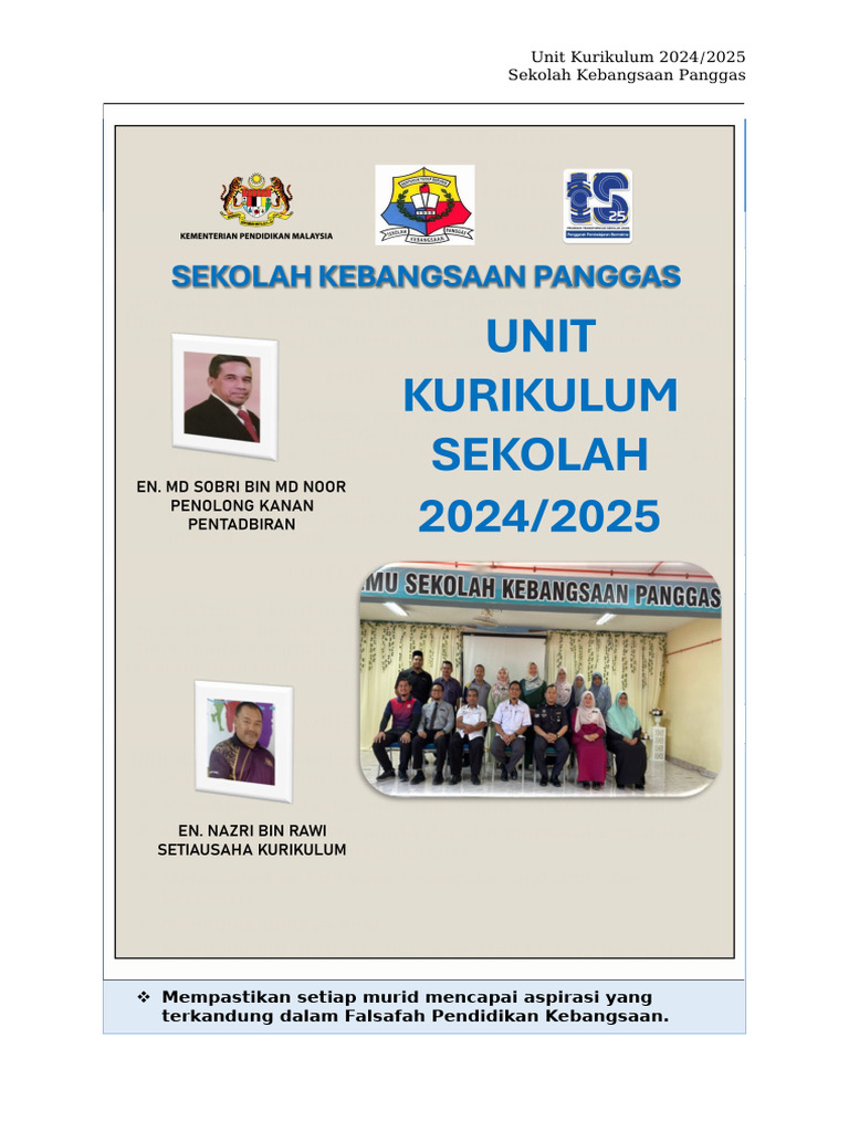Pengurusan Kurikulum 2024.2025 (Unit Kurikulum) | PDF