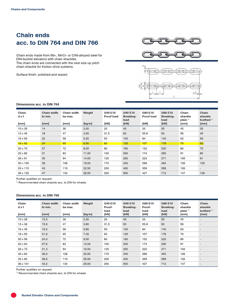 DIN 764 & 766 Bucket Elevator Chains | PDF | Mechanical Engineering ...