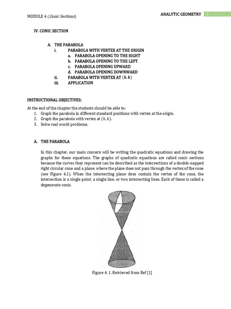 Module 4 CONIC SECTIONS-PARABOLA | PDF