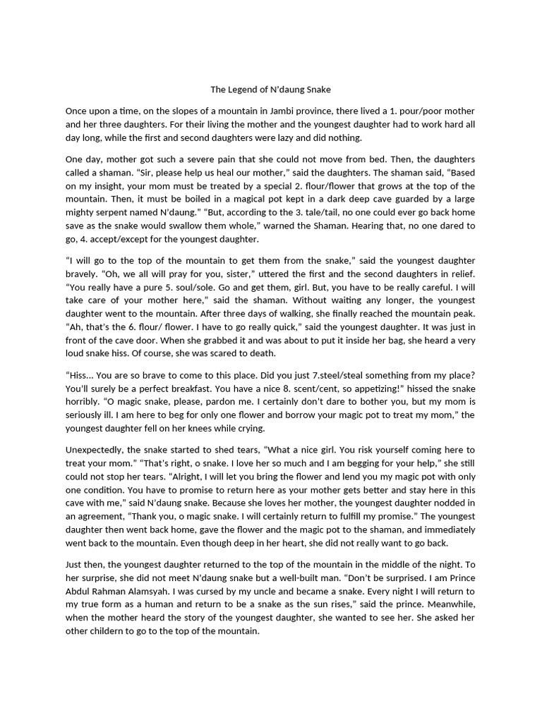 Text Narrative Legenda Ndaung Snake | PDF