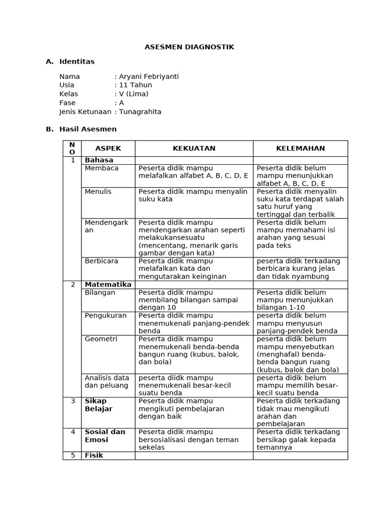 Asesmen Diagnostik | PDF