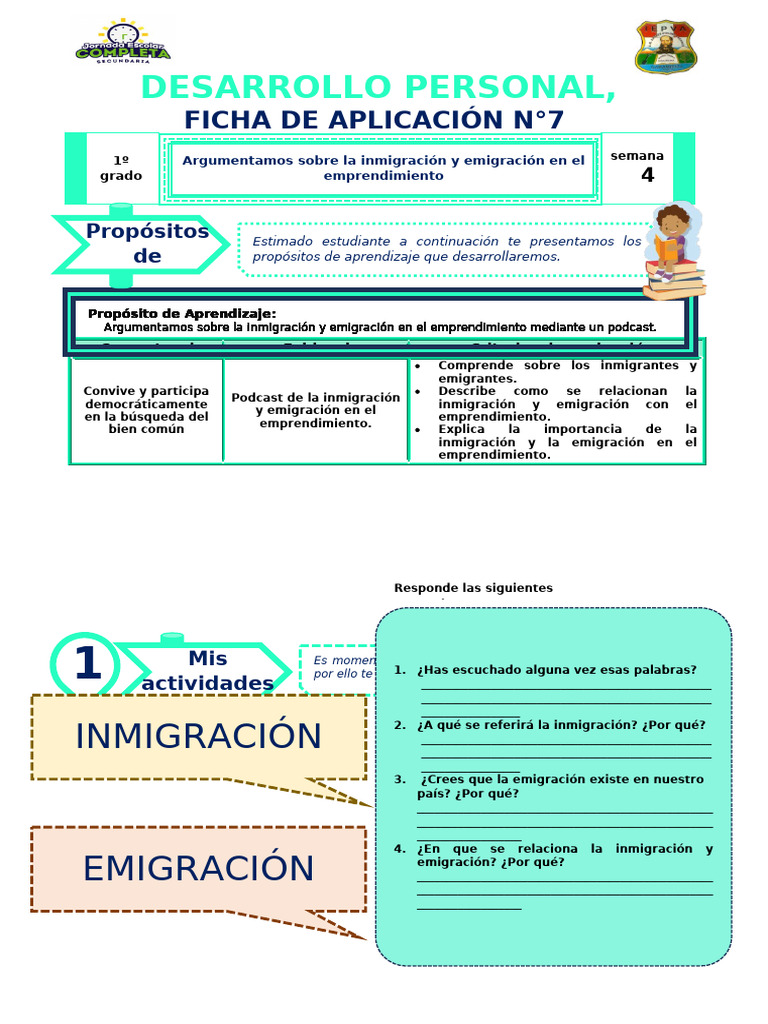 1° Ficha de Aplicación-Sesión7-Sem.4-Exp.5-Dpcc | PDF