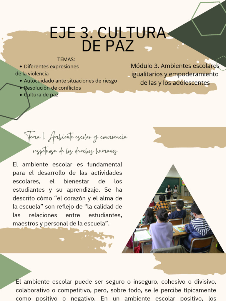 EJE 3 Cultura de Paz | PDF | Igualdad de género | Ciencia y matemáticas