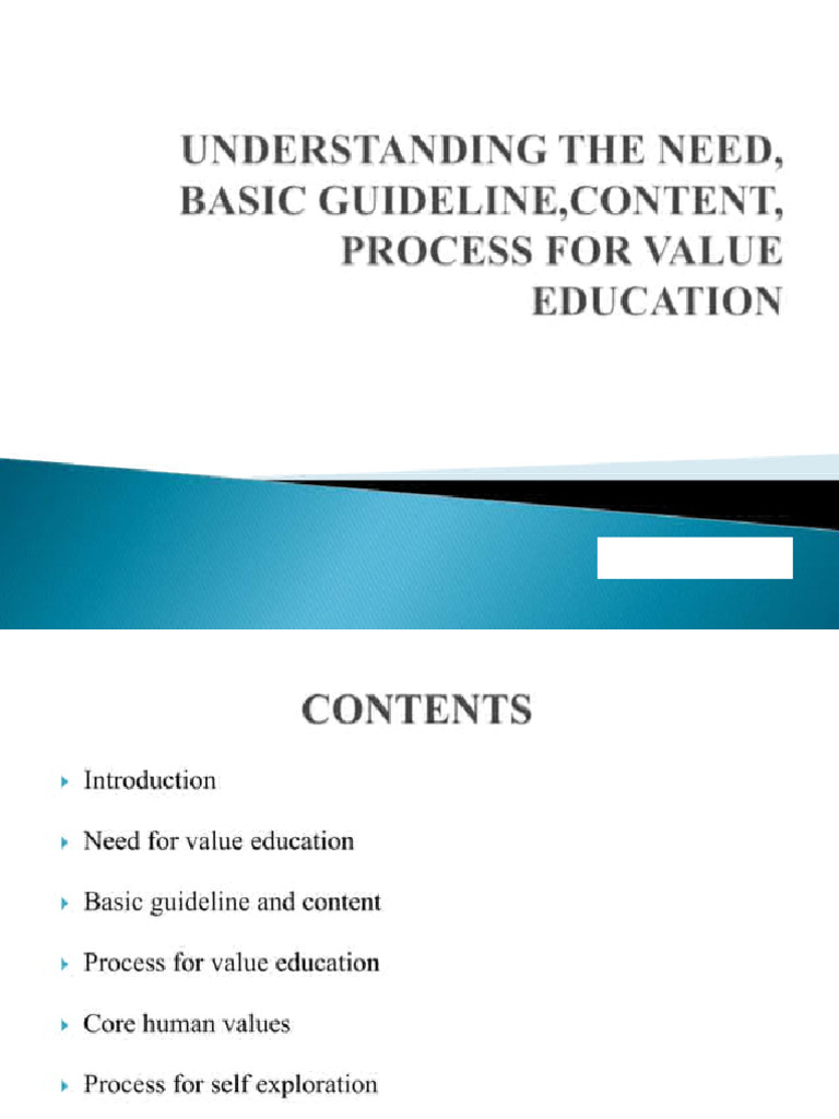 Unit 1 Understanding The Need Basic Guidelinecontent Process For Value Education | PDF