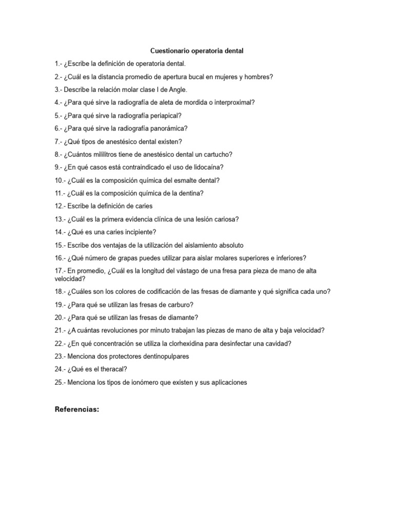 Cuestionarios Operatoria | PDF