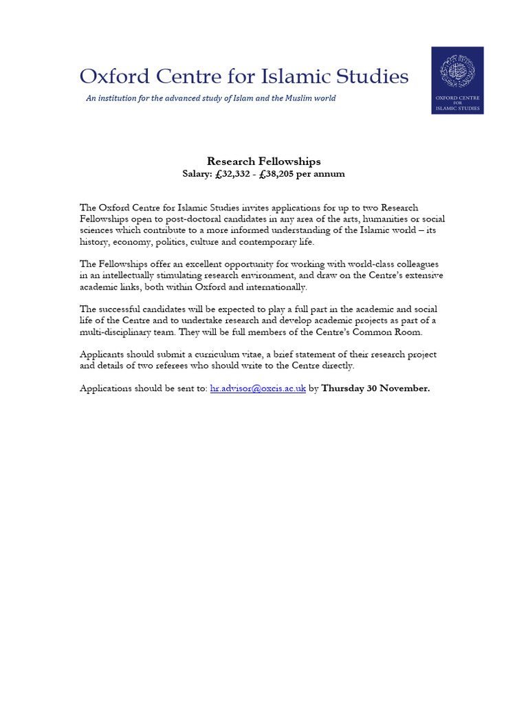 Research Fellowships Job Description | PDF