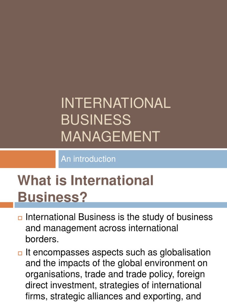 International Business Management | PDF | International Business ...