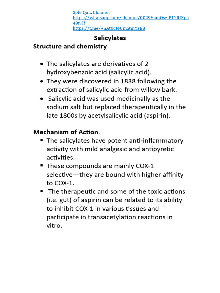 Aspirin Medicinal Chemistry Sple Quiz CH | PDF | Aspirin | Science ...