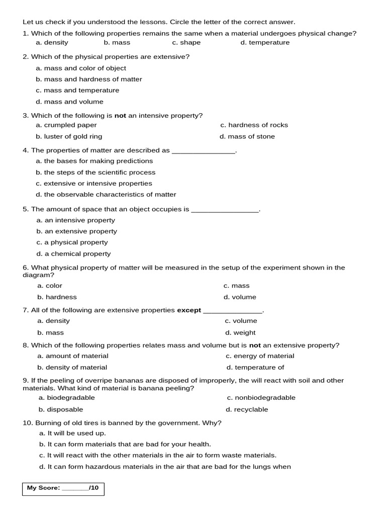 Science Posttest | PDF