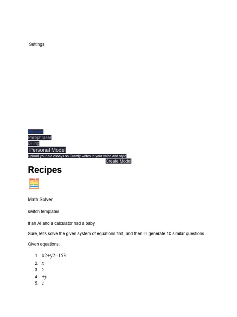 Recipes: Personal Model | PDF