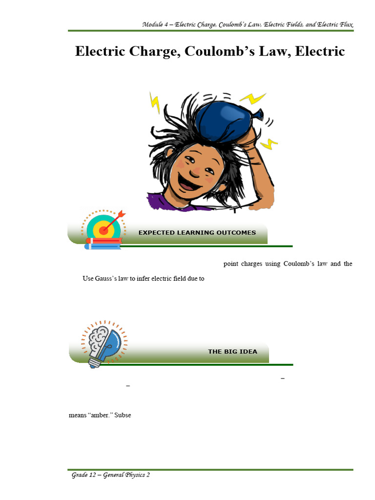 Electric Charge, Coulomb's Law, Electric Fields | PDF ...