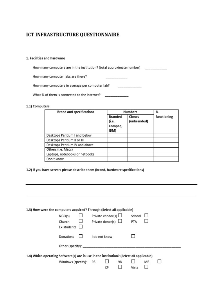 Gescis Ict Infrastructure Questionnaire | PDF