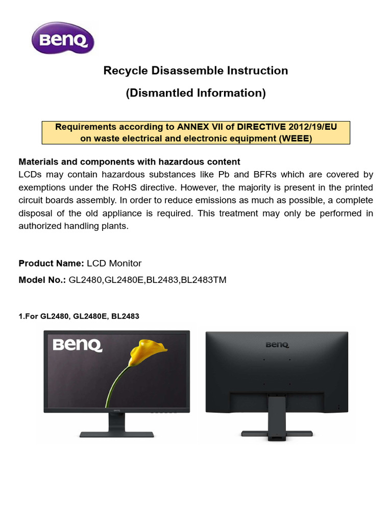 LCD Monitor Benq | PDF
