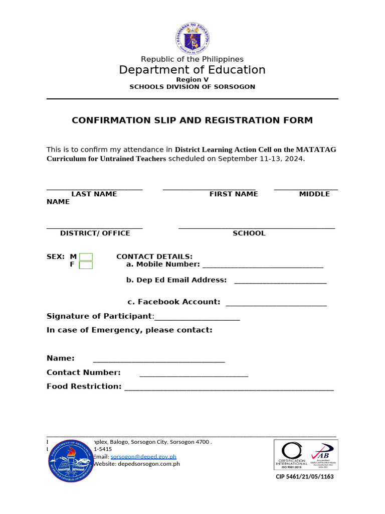Confirmation Slip Dlac | PDF
