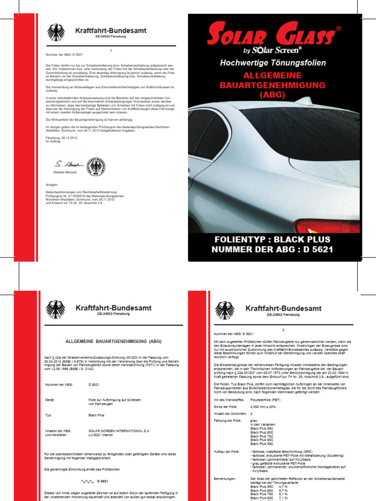 Kraftfahrt-Bundesamt: Hochwertige Tönungsfolien | PDF
